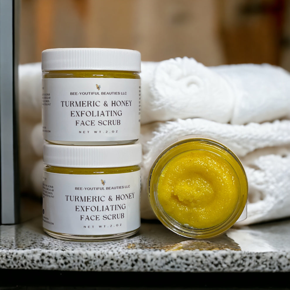 TURMERIC & HONEY EXFOLIATING FACE SCRUB - 2oz – Bee-Youtiful Beauties